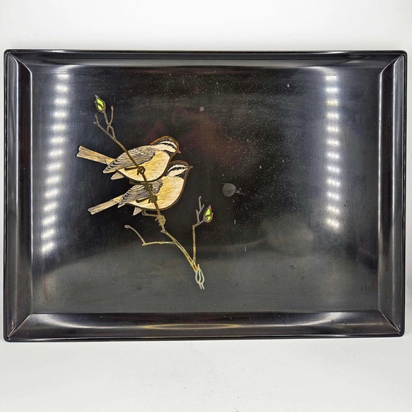 Couroc | Dining | Vintage Couroc Tray Pair Of Birds Perched On Branch W ...
